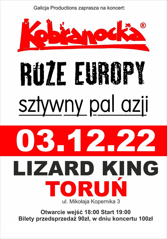 Winyle Tour - Kobranocka, Róże Europy, Sztywny Pal Azji | Bilety Online ...